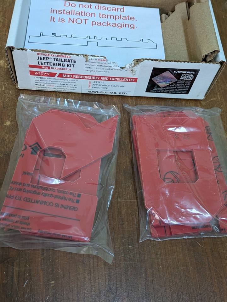 Jeep Gladiator Tailgate Lettering Kit Red New Open Box | eBay