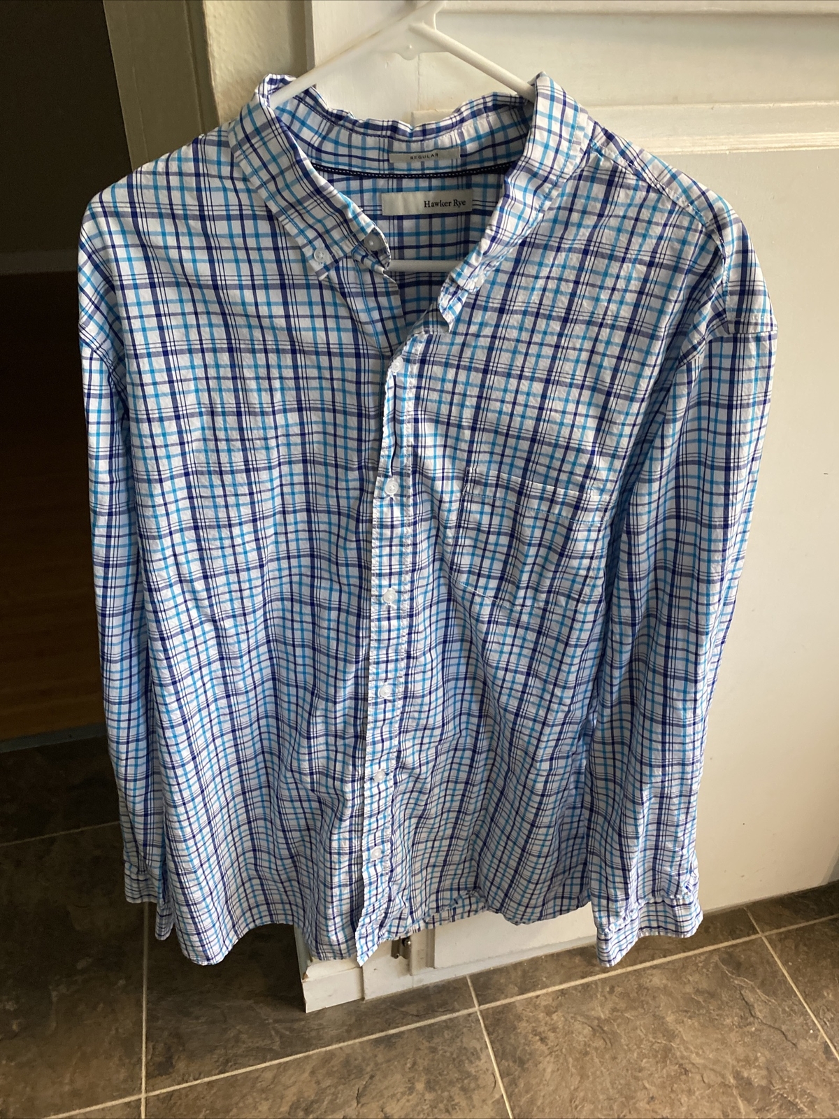 Hawker Rye Shirt Mens 2XL Blue Plaid Long Sleeve Button Down Regular ...