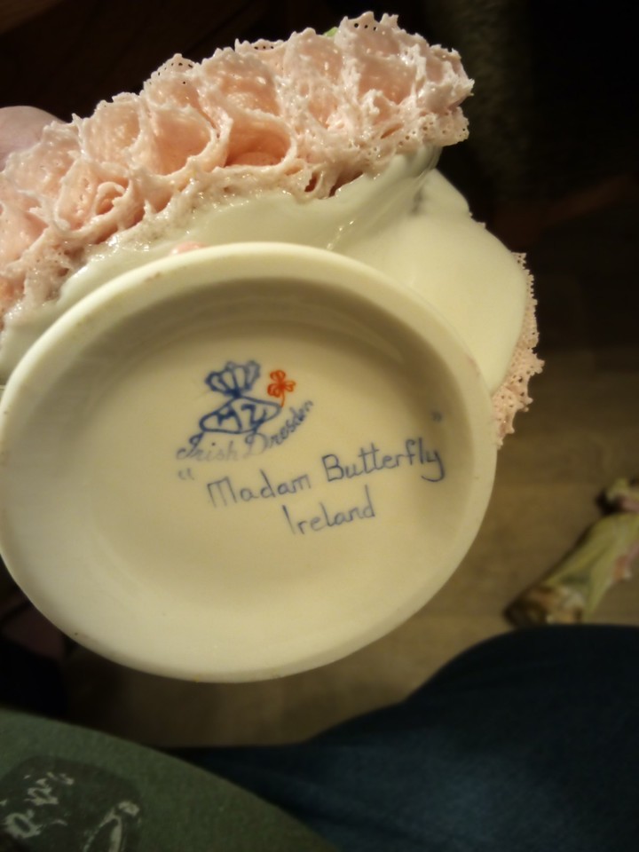 MZ Irish Dresden MADAM BUTTERFLY Ballerina Dancer Porcelain Lace ...