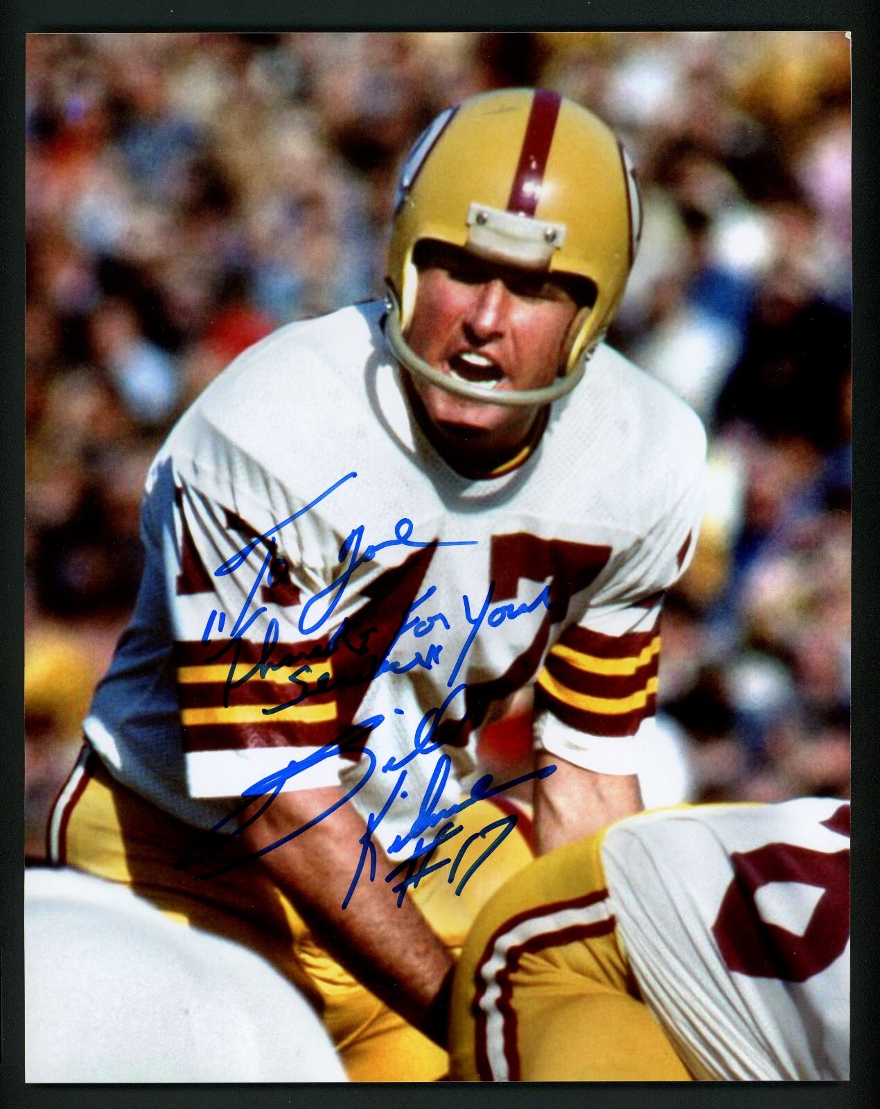 Billy Kilmer AUTOGRAPHED 8x10 Color Photo NFL Washington Redskins ...