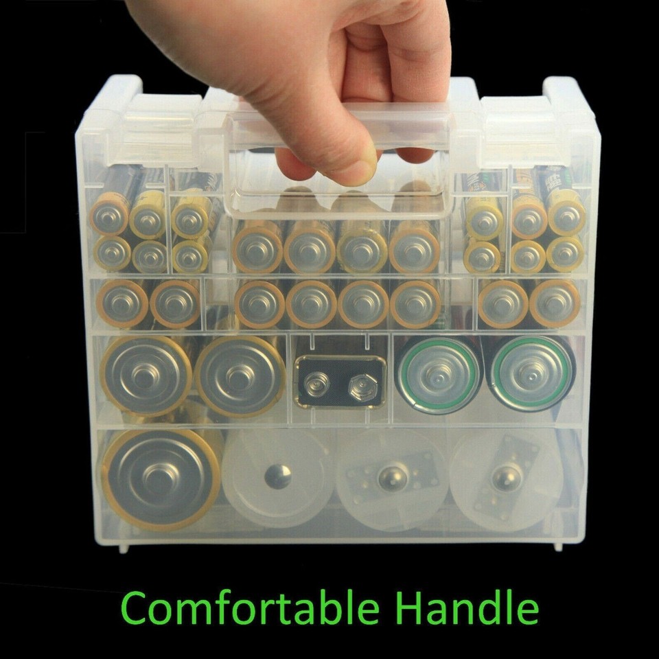Battery Storage Organizer Tester Carry Case Bag Hold Batteries AA AAA C ...