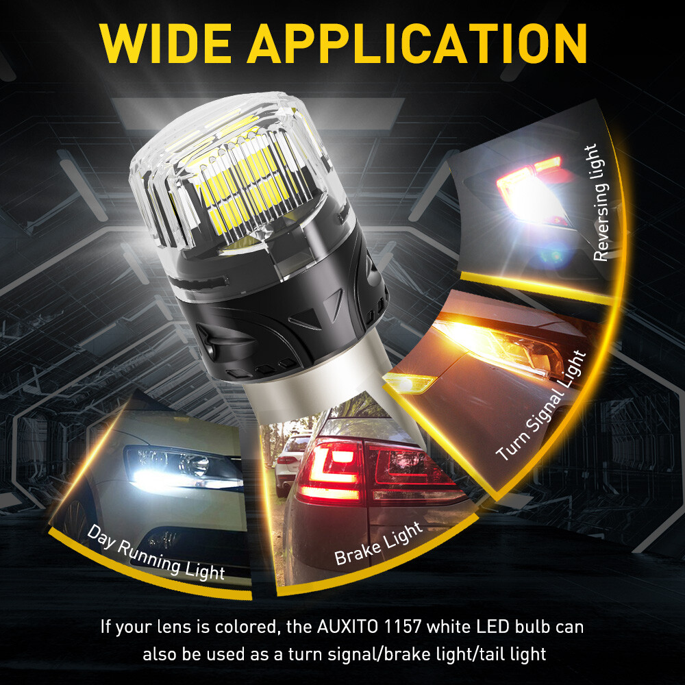 2x 1157 LED Turn Signal Brake Reverse Parking Light Bulb White ...