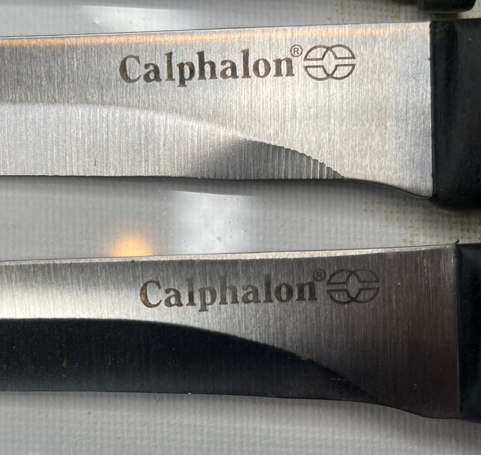 VINTAGE 5" CALPHALON 6 PC SERRATED STEAK KNIFE SET EUC SHARP | eBay