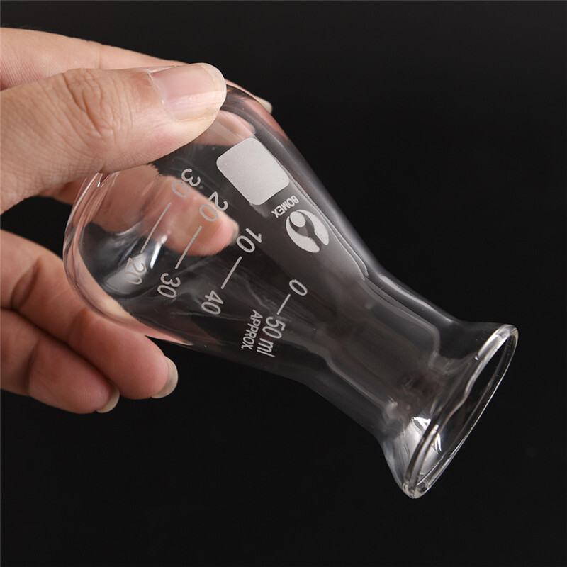 1x Transparent conical flask glass erlenmeyer flask 50ml school lab ...