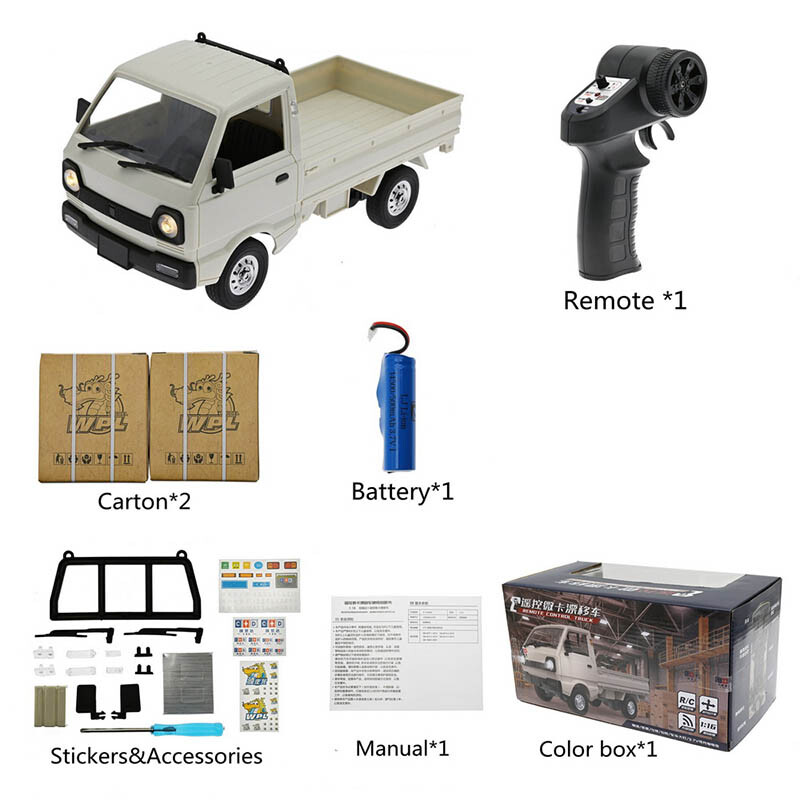 WPL D12mini 1:16 RC Car Drift Climbing Truck Auto Pickup Car + 2 Pcs ...