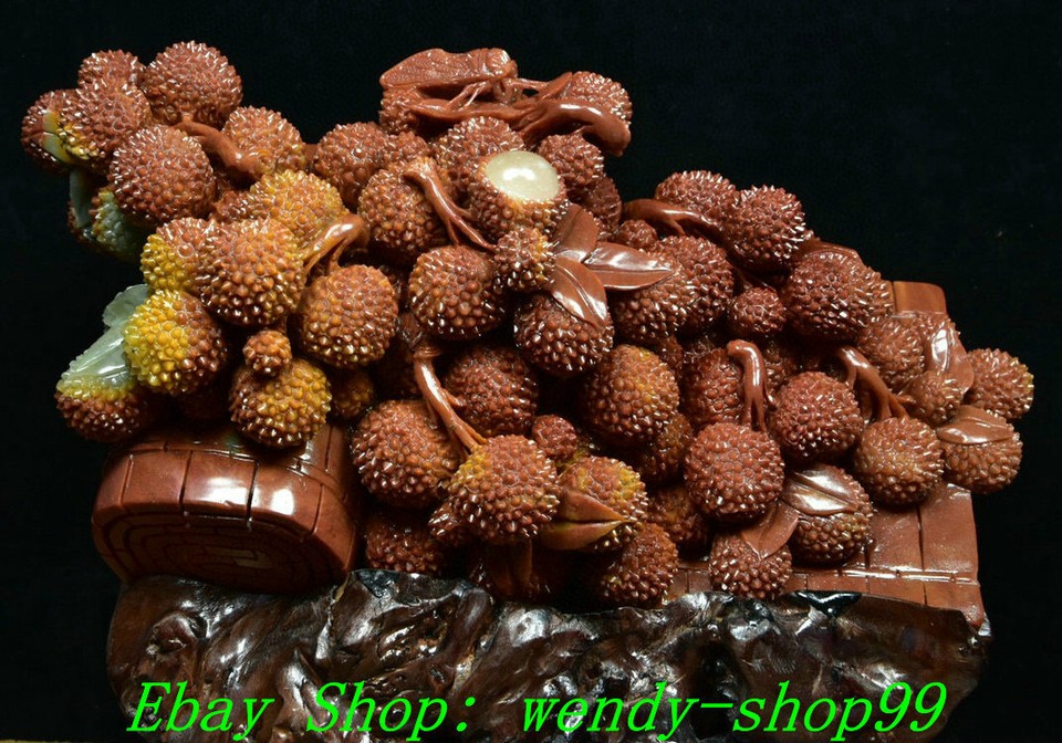 Collect Old China Natural Shoushan Stone Carved Fruit lychee lychee ...