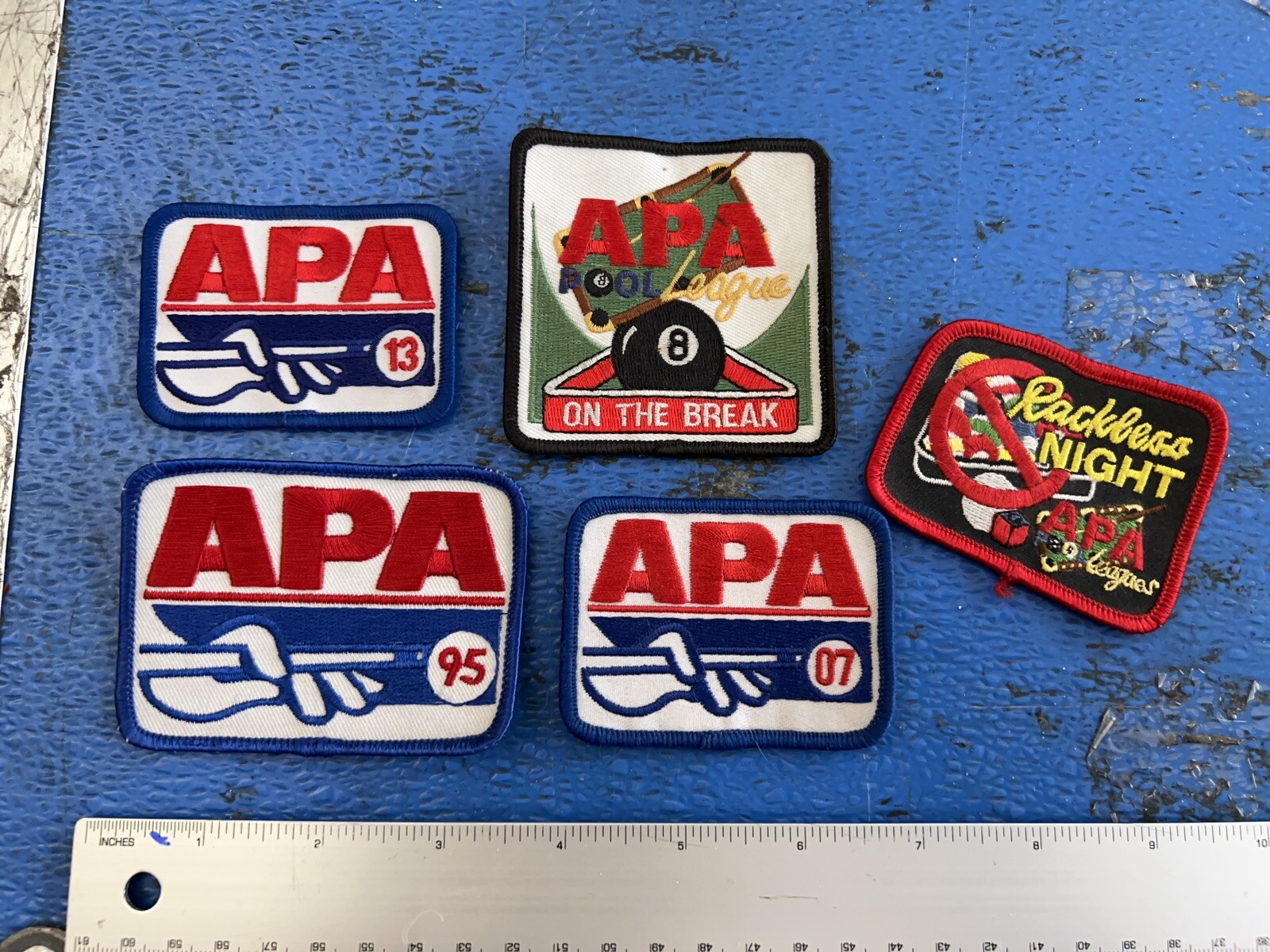 5 Vintage APA Pool League 8 Ball Rackless Night Billiard Patches | eBay