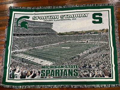 MICHIGAN STATE SPARTAN FOOTBALL STADIUM EAST LANSING MI THROW BLANKET ...