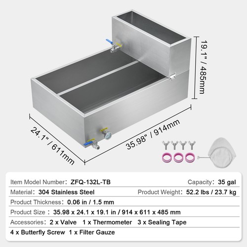 Divided 24X36X19 Maple Syrup Boiling Pan Sap Evaporator 35 gal W/Valves ...