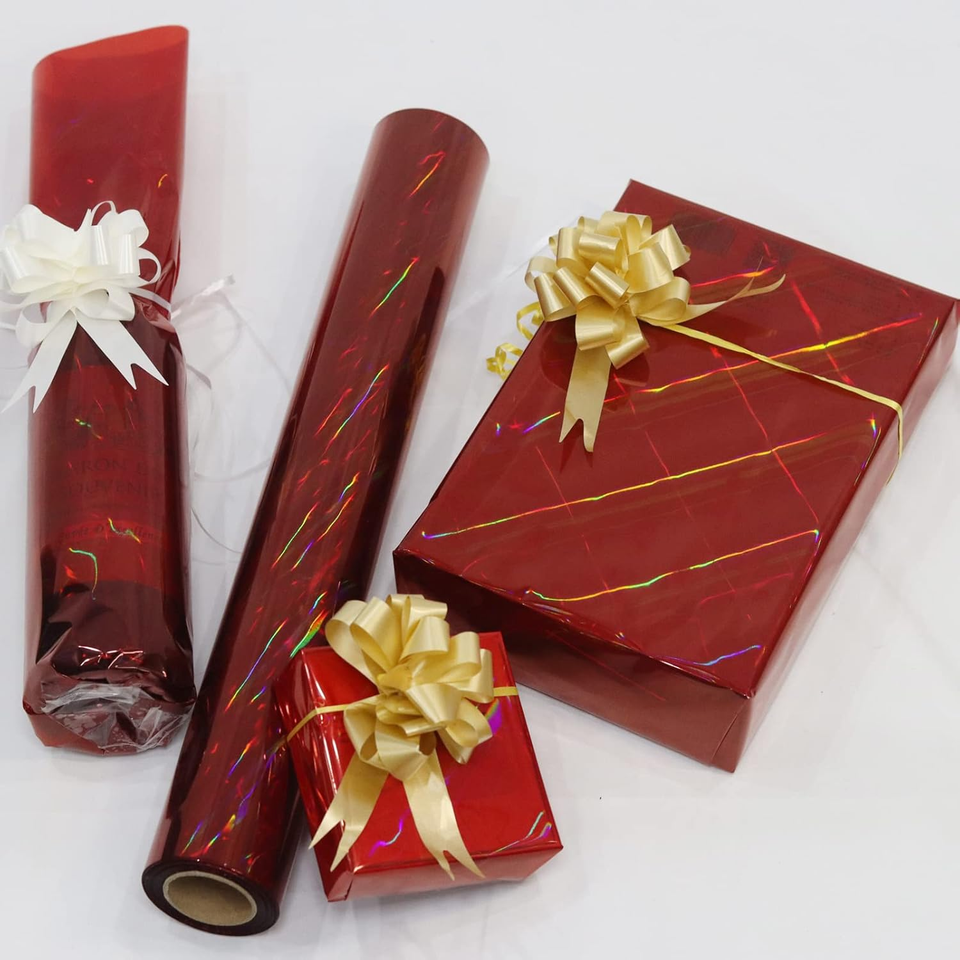 Iridescent Red Cellophane Wrap Roll 34 Wide x 50 Ft Baskets Gifts | eBay