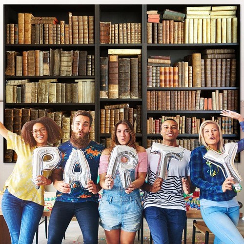 Bookshelf Backdrop Retro Office Library Photography Backdrops Photo ...