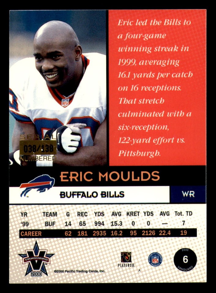 2000 Pacific Vanguard Purple #6 Eric Moulds #38/138 | eBay