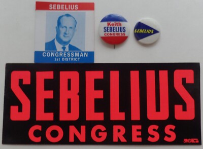 1968 Kansas GOP Congressman Keith Sebelius Four Campaign Items for US ...