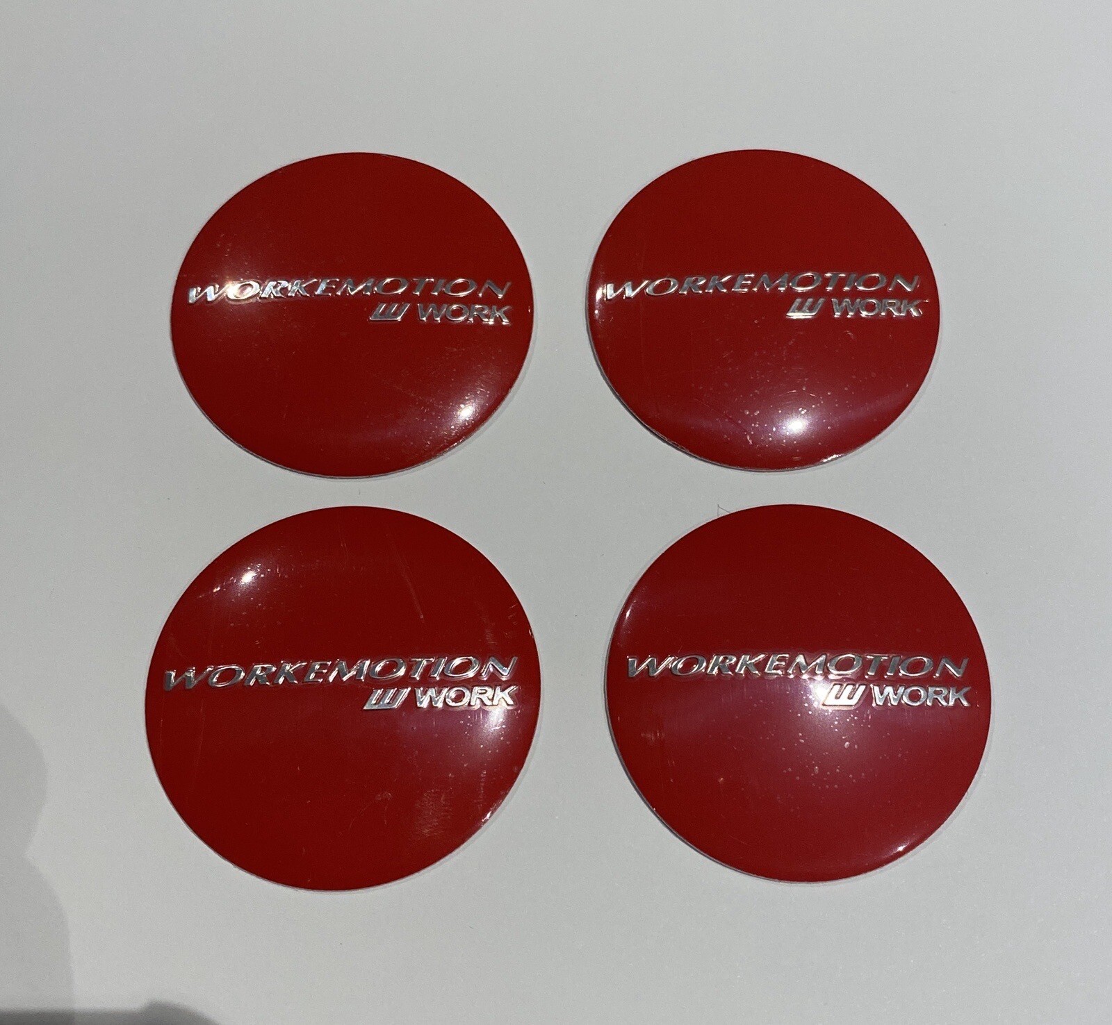 Work Emotion Red Wheel Center Cap Stickers/Emblems 56mm 4pc JDM Caps ...