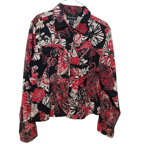 Gaudy Couture Jacket Womens Medium Red Floral Colorful Festival ...