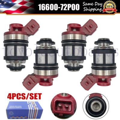 4X Fuel Injectors 16600-72P00 For 1993-1994-1995 Nissan D21 Pickup 2.4L ...