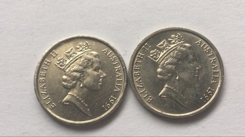 ⚡2x 1991 Australian 5 Cent *LARGE SD* Error Coin/Variety Low Mintage ...