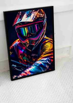 MOTOCROSS MOTORBIKE RIDER POSTER ART HELMET DIRT BIKE RACING SPORT A2 ...