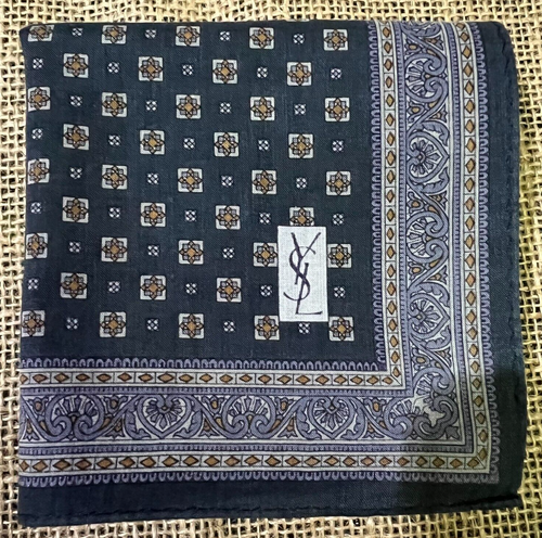 MAN PAISLEY DARK BLUE ART HANDKERCHIEF CLASSIC VINTAGE COTTON POCKET ...