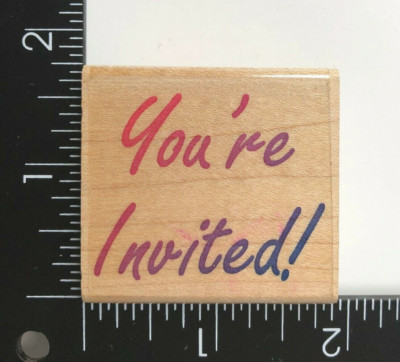 Stamp Affair You're Invited Party Invitation L1125 Wood Mounted Rubber ...