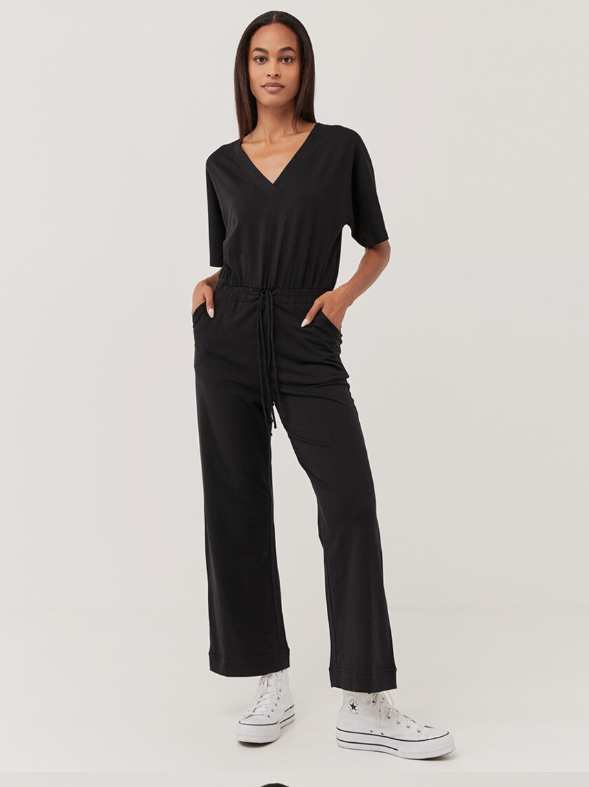 NWT Pact Revive Deep-V Black Jumpsuit Size Medium | eBay
