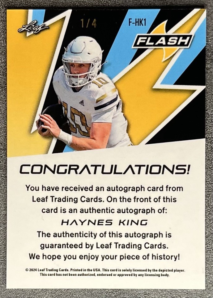 Haynes King 2024 Leaf Eclectic Flash Silver Speckle 1st on Print Auto 1/4 RC | eBay