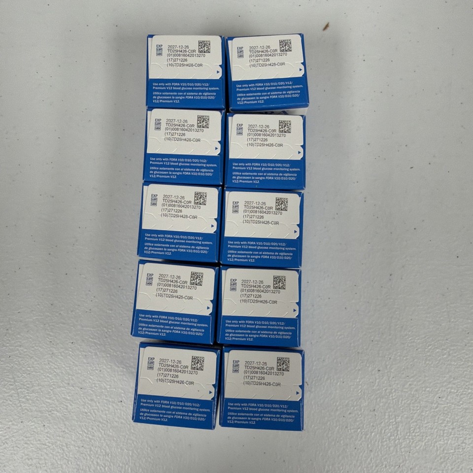FORA Blood Glucose Test Strips V10 D10 D20 Premium V12 1,000 Count Exp ...