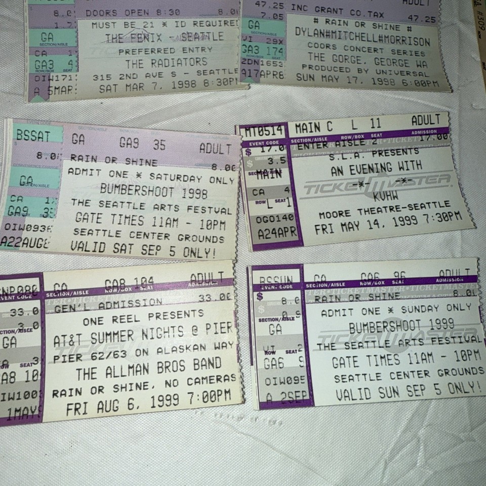 1990s Concert Ticket Stubs: CSN, Santana, Allman Brothers, Dylan ...