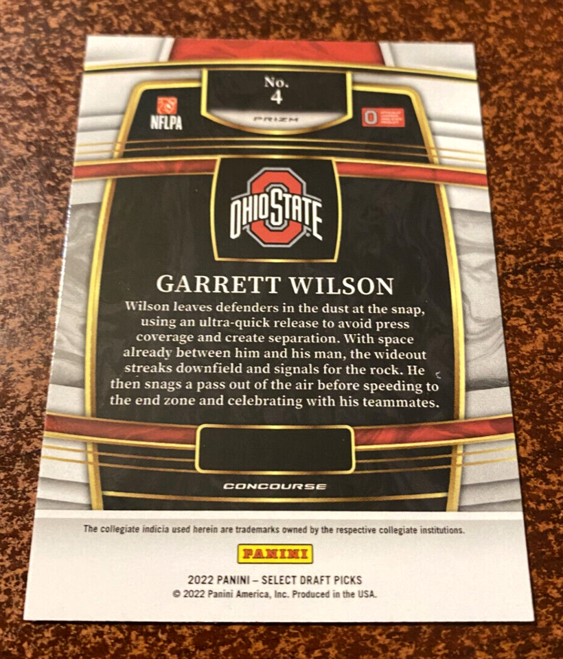 2022 Select DP Garrett Wilson " SILVER " Prizm Rookie Card RC #4 - NEW ...