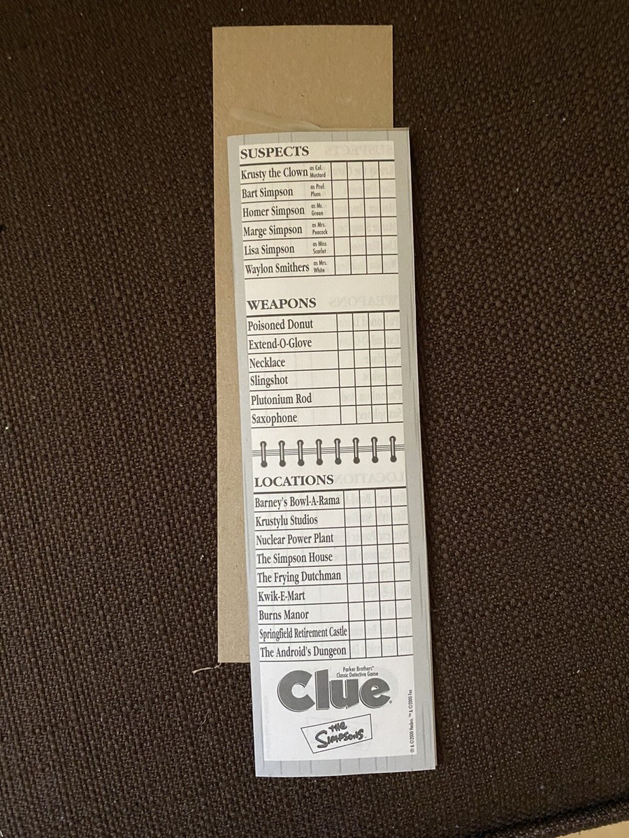 Clue Detective Notepad