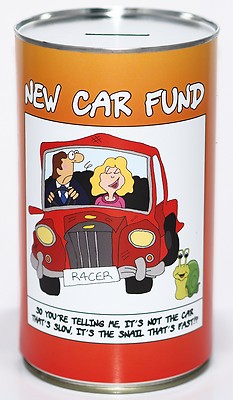 New Car Fund Savings Tin - Large 17.5cm Money Box, Money Tin, Save for ...