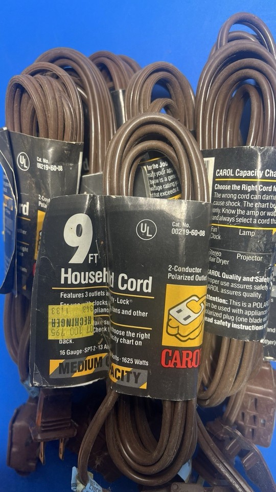 Lot of 13 NOS Extension Cords – Carol 9ft, Sears 9ft, Electrocord 6ft ...