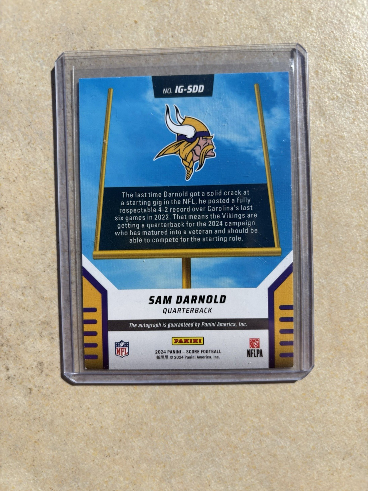 2024 Score - It's Good! Autographs Sam Darnold #IG-SDD (AU) for sale ...