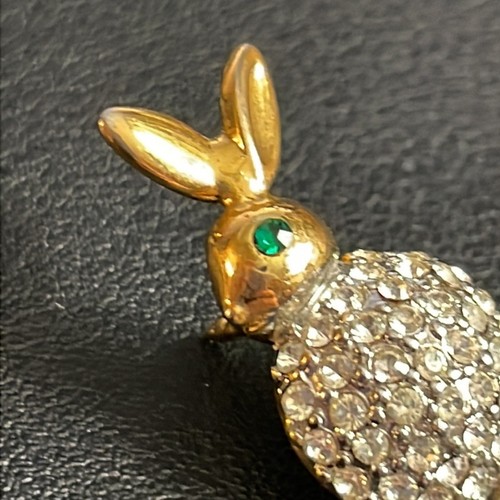 Easter Bunny Rabbit Pin with Green Rhinestone Eye | eBay