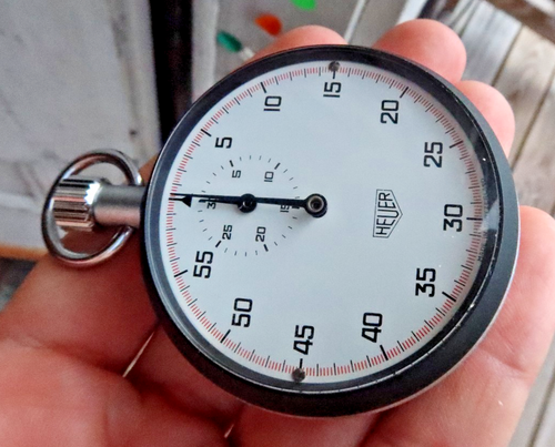 RARE Vintage Heuer Swiss Wind Up Pocket Stop Watch Timer Working Split ...