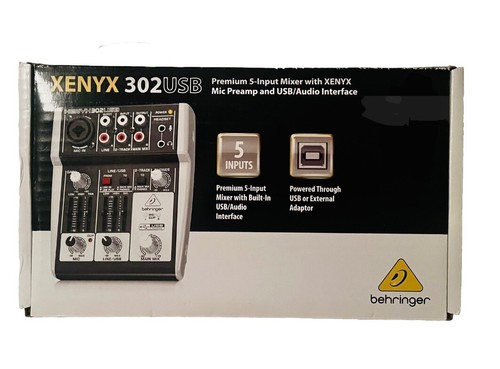 Behringer Xenyx 302USB Mini Mixer 5-Input Preamp Plug & Play Headphone ...