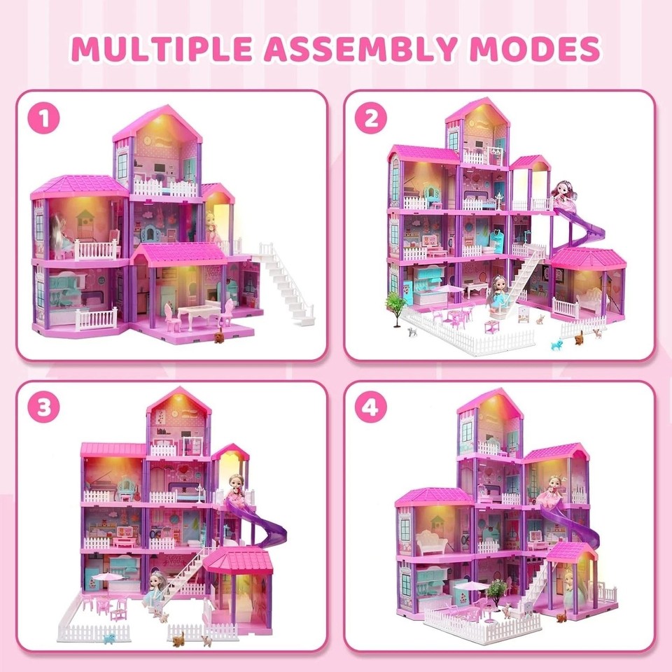 "New Princess Dreamhouse, Pool Party Doll House with 3 Story Slide " | eBay