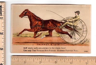 PUTNAM HOT-FORGED Horse Shoe Nail TRINKET 2.19-1/4 Trotter Trade Card ...