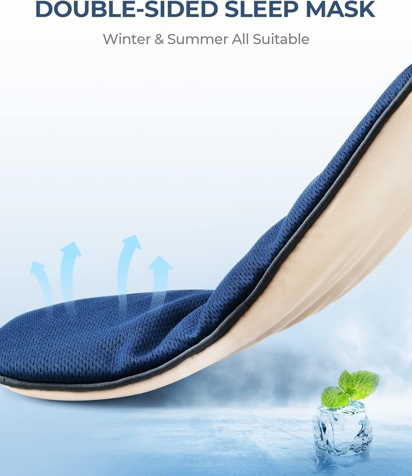 Sleep Mask, 2 Packs Cool Warm Two-Sided Fabric Eye Mask with Adjustable ...