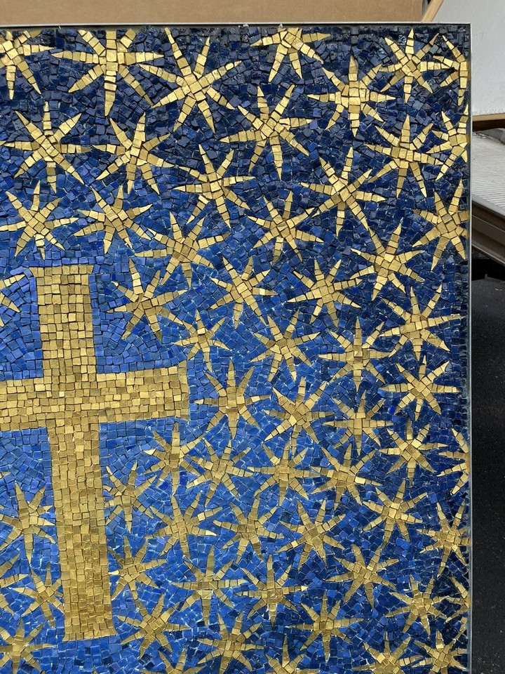 Large Colorful Mosaic Of A Cross With Stars 39 1/4” Square | eBay