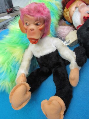 VINTAGE RUBBER FACE PLUSH PINK BLACK FLEXI MONKEY ZIP ZIPPY CHIMP GUND ...