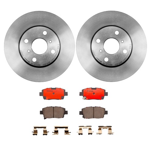 Brembo Front Brake Kit Coated Disc Rotors Ceramic Slotted Pads For ...