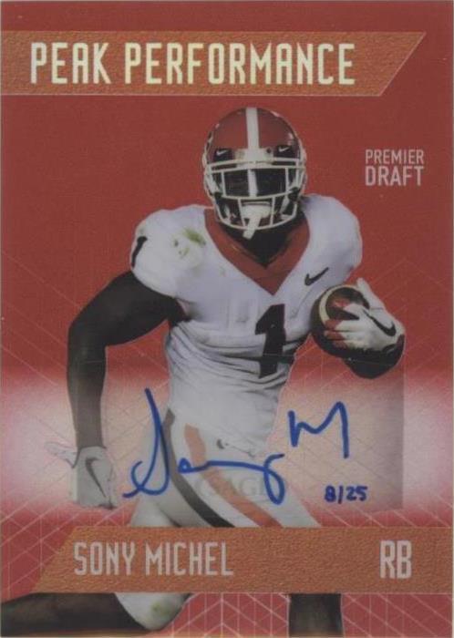 2018 Sage Hit - Peak Performance Autographs Sony Michel #PKA-SM Red /25 ...