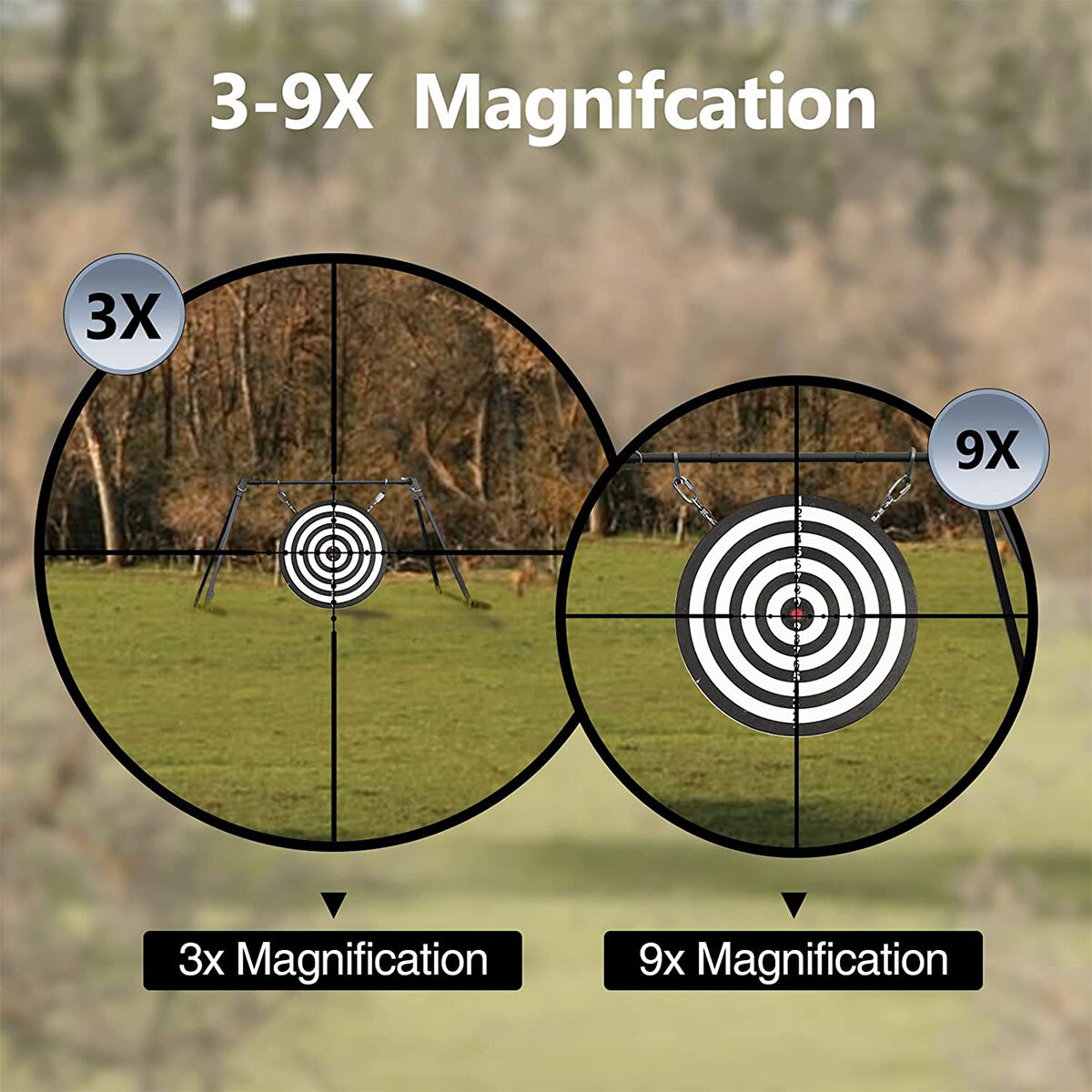 CVLIFE 3-9x40 Compact Rifle Scope Mil Dot Reticle Quick Aming Hunting ...