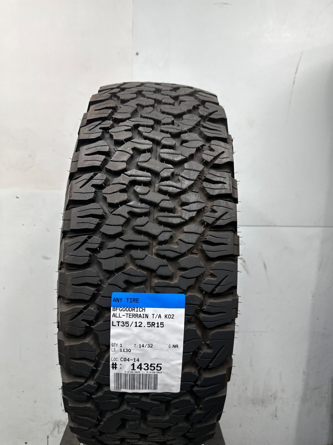 1 Used BFGoodrich All-Terrain T/A KO2 LT35/12.5R15 3512.515 35/12.5/15 ...