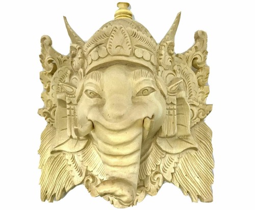 Balinese Ganesha Elephant Mask Wall art Hand Carved crocodile wood Bali ...