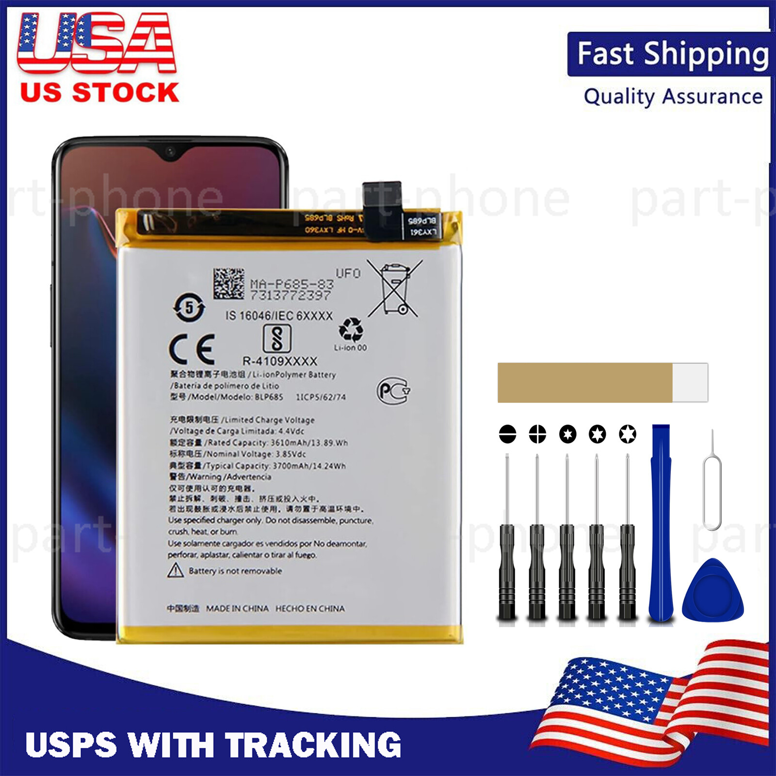 New BLP685 Battery For OnePlus 6T 1+6T A6010/T-Mobile OnePlus 6T A6013 ...