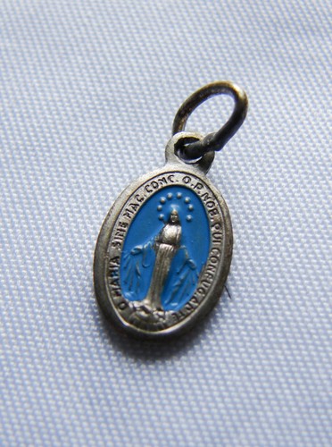 Vintage Blue Enameled Immaculate Conception / Marian Cross Medal ...