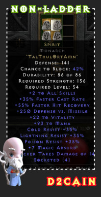 Diablo 2 D2R SC⭐️Non-Ladder⭐️Made Spirit Monarch Shield⭐️PC/SWITCH/PS ...