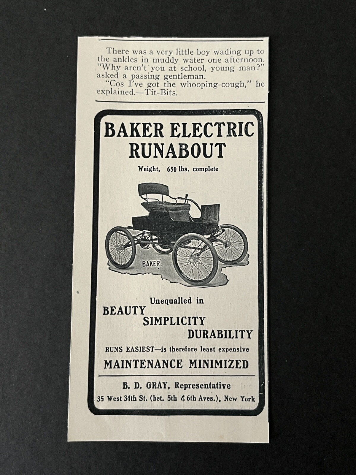 1903 New York, Baker Electric Runabout, Horseless Carriage Pre-Tesla ...
